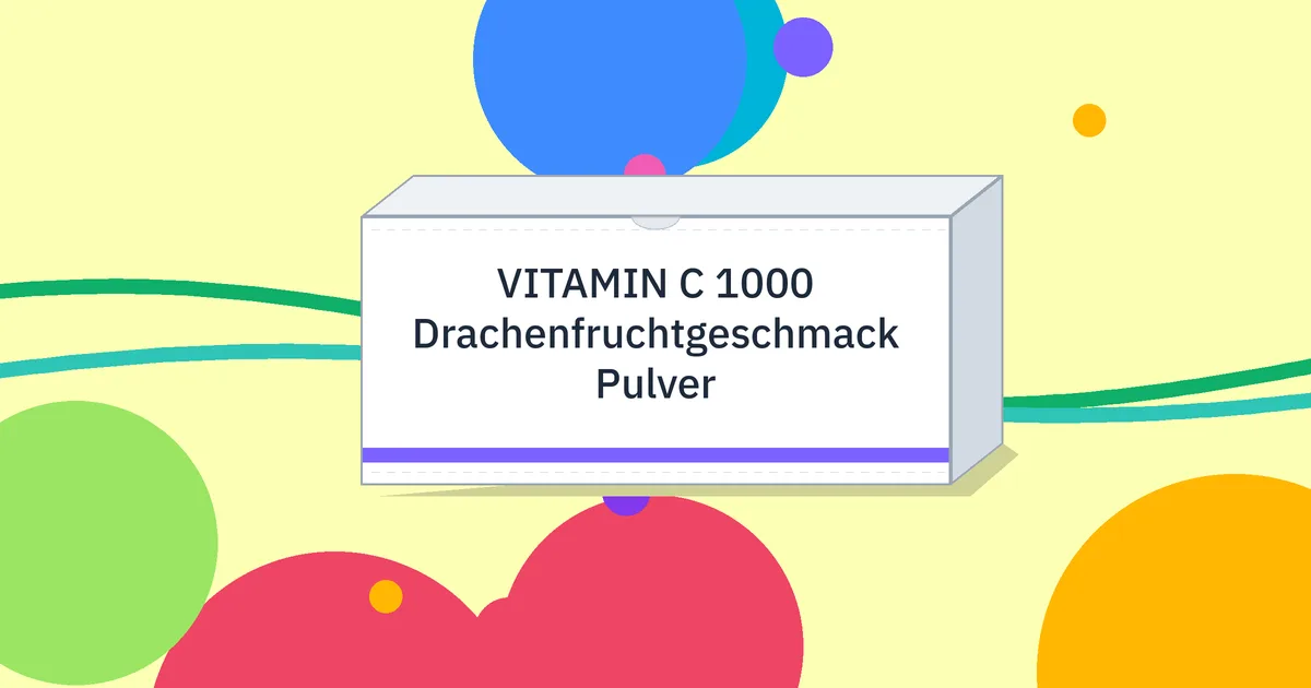 Symbolbild: Packung mit der Aufschrift VITAMIN C 1000 Drachenfruchtgeschmack Pulver (PZN 19708138) – Verfügbarkeit und Bezug in Apotheken in Frankfurt am Main