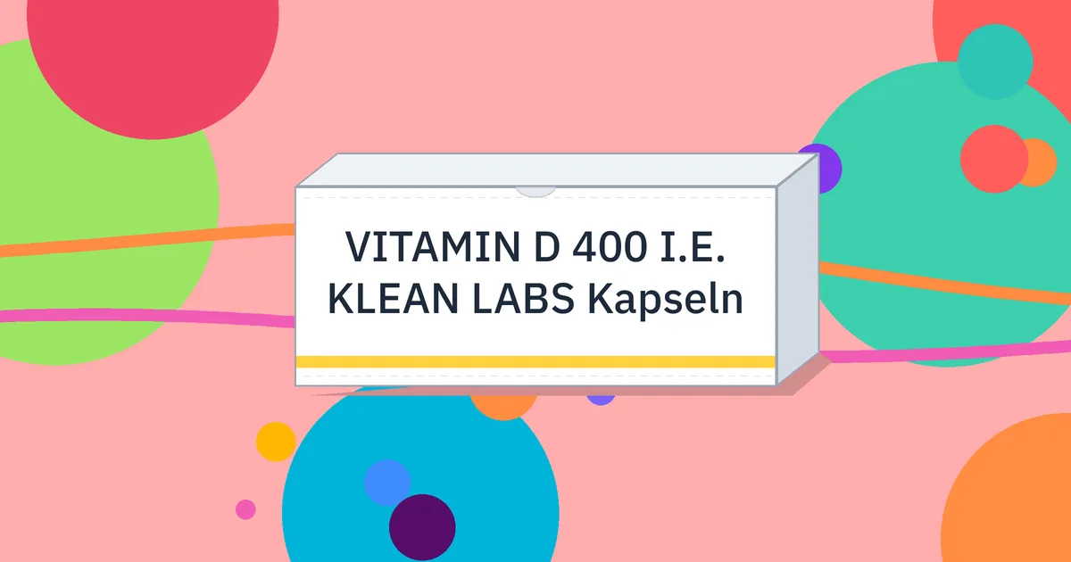 Symbolbild: Packung mit der Aufschrift VITAMIN D 400 I.E. KLEAN LABS Kapseln (PZN 09745500) – Verfügbarkeit und Bezug in Apotheken in Frankfurt am Main