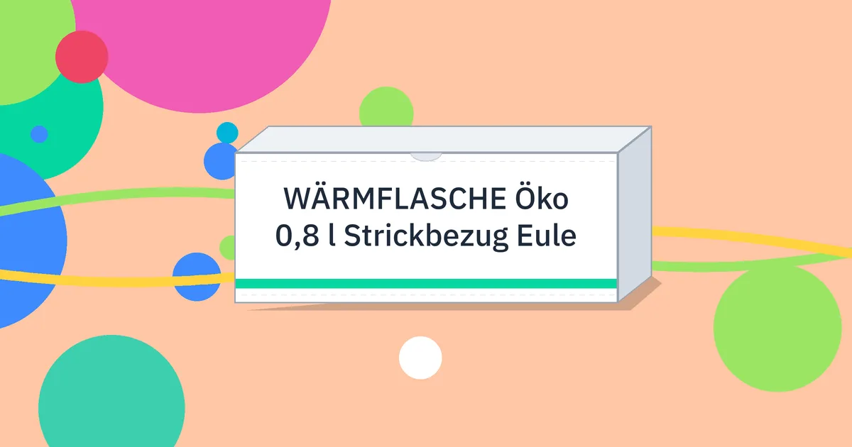 Symbolbild: Packung mit der Aufschrift WÄRMFLASCHE Öko 0,8 l Strickbezug Eule (PZN 10532732) – Verfügbarkeit und Bezug in Apotheken in Frankfurt am Main