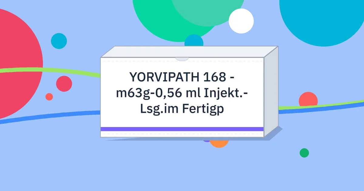 Symbolbild: Packung mit der Aufschrift YORVIPATH 168 -m63g-0,56 ml Injekt.-Lsg.im Fertigp (PZN 18832215) – Verfügbarkeit und Bezug in Apotheken in Frankfurt am Main