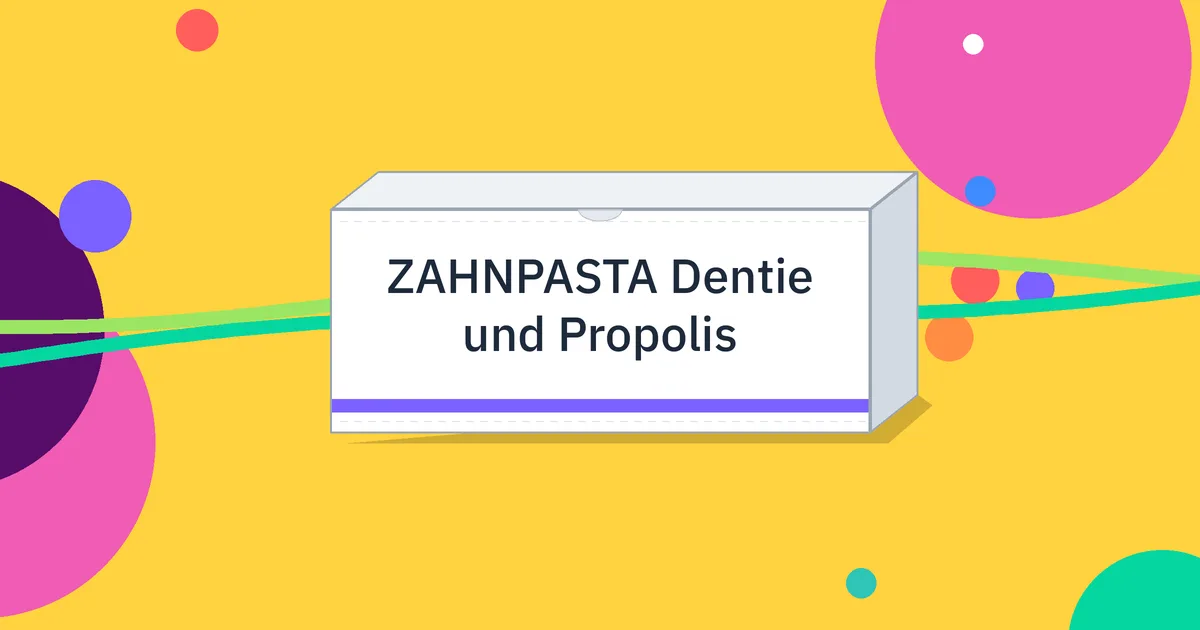 Symbolbild: Packung mit der Aufschrift ZAHNPASTA Dentie und Propolis (PZN 06831222) – Verfügbarkeit und Bezug in Apotheken in Frankfurt am Main