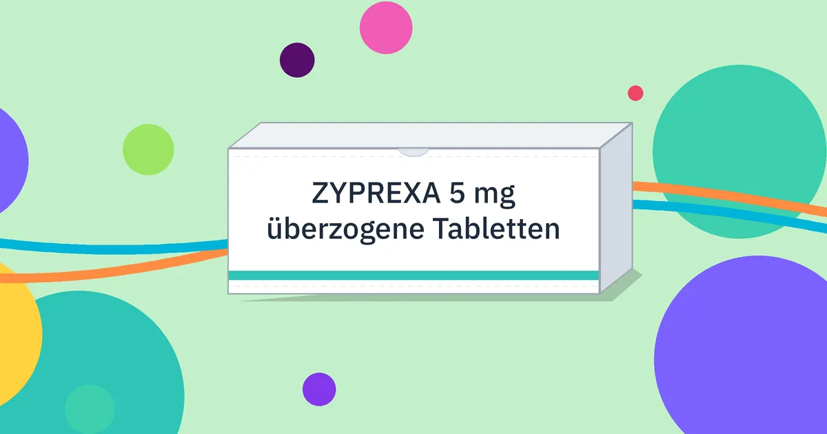 Symbolbild: Packung mit der Aufschrift ZYPREXA 5 mg überzogene Tabletten (PZN 05011511) – Verfügbarkeit und Bezug in Apotheken in Frankfurt am Main