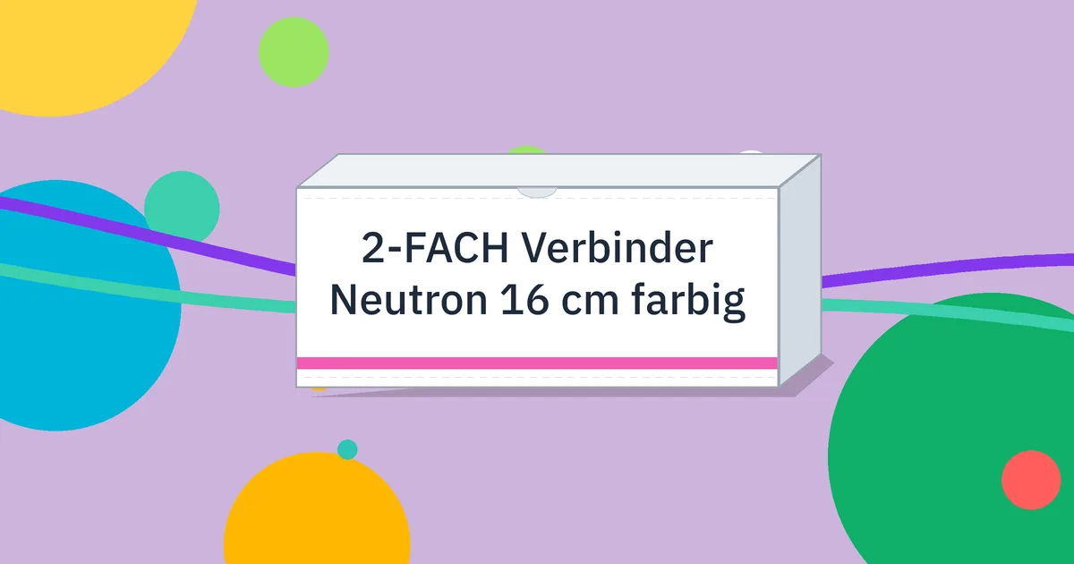 Symbolbild: Packung mit der Aufschrift 2-FACH Verbinder Neutron 16 cm farbig (PZN 16029632) – Verfügbarkeit und Bezug in Apotheken in Frankfurt am Main