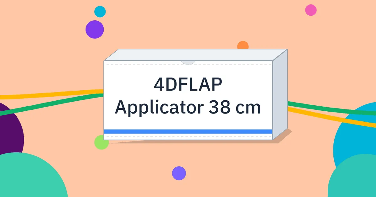 Symbolbild: Packung mit der Aufschrift 4DFLAP Applicator 38 cm (PZN 15896479) – Verfügbarkeit und Bezug in Apotheken in Frankfurt am Main