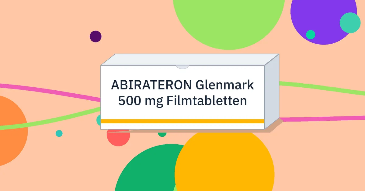 Symbolbild: Packung mit der Aufschrift ABIRATERON Glenmark 500 mg Filmtabletten (PZN 19910414) – Verfügbarkeit und Bezug in Apotheken in Frankfurt am Main