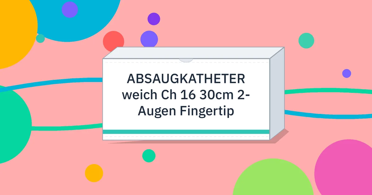 Symbolbild: Packung mit der Aufschrift ABSAUGKATHETER weich Ch 16 30cm 2-Augen Fingertip (PZN 00734044) – Verfügbarkeit und Bezug in Apotheken in Frankfurt am Main