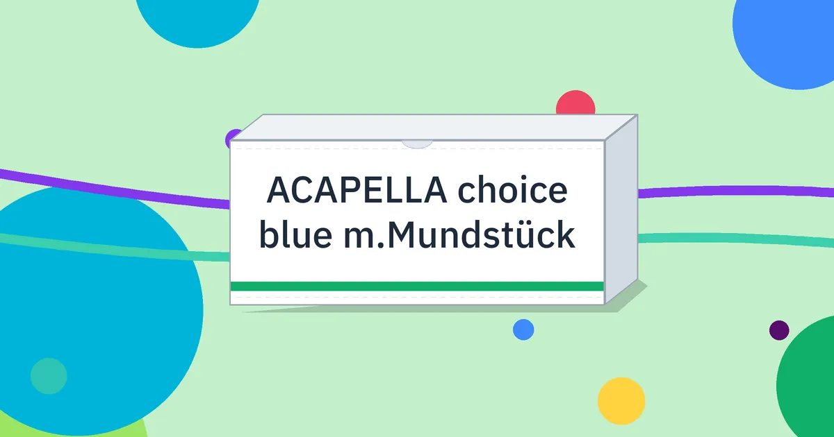 Symbolbild: Packung mit der Aufschrift ACAPELLA choice blue m.Mundstück (PZN 17867140) – Verfügbarkeit und Bezug in Apotheken in Frankfurt am Main