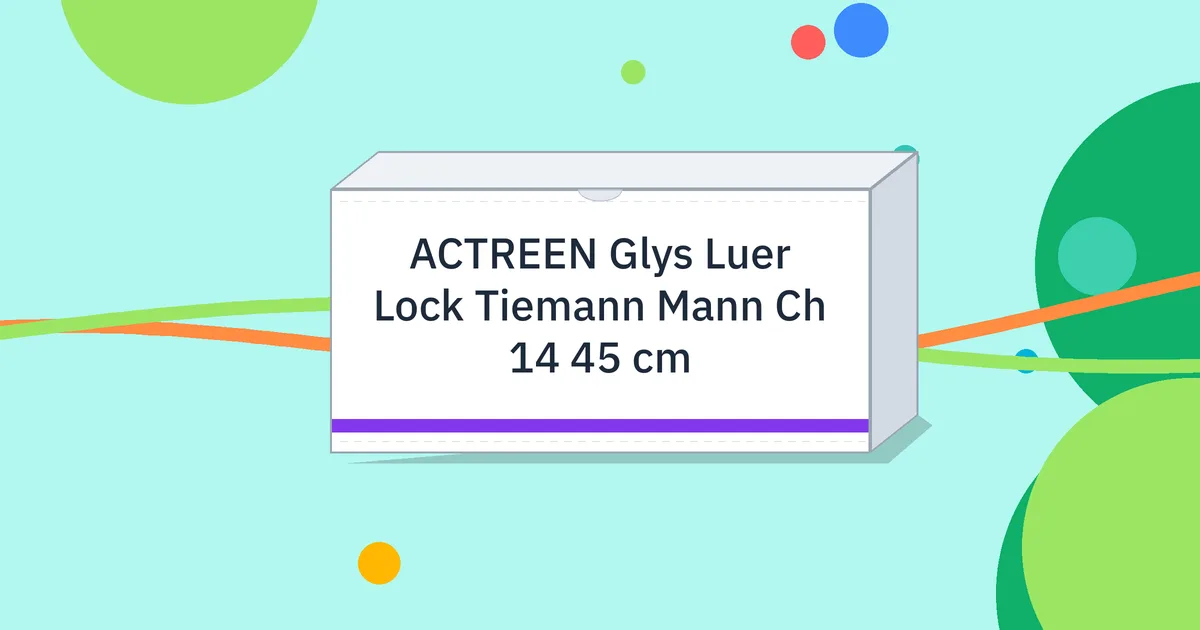 Symbolbild: Packung mit der Aufschrift ACTREEN Glys Luer Lock Tiemann Mann Ch 14 45 cm (PZN 04400914) – Verfügbarkeit und Bezug in Apotheken in Frankfurt am Main