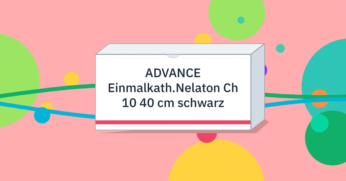 Symbolbild: Packung mit der Aufschrift ADVANCE Einmalkath.Nelaton Ch 10 40 cm schwarz (PZN 03037038) – Verfügbarkeit und Bezug in Apotheken in Frankfurt am Main