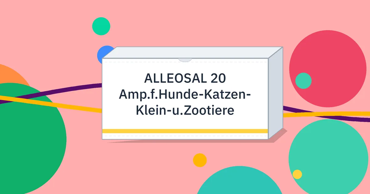 Symbolbild: Packung mit der Aufschrift ALLEOSAL 20 Amp.f.Hunde-Katzen-Klein-u.Zootiere (PZN 01838567) – Verfügbarkeit und Bezug in Apotheken in Frankfurt am Main