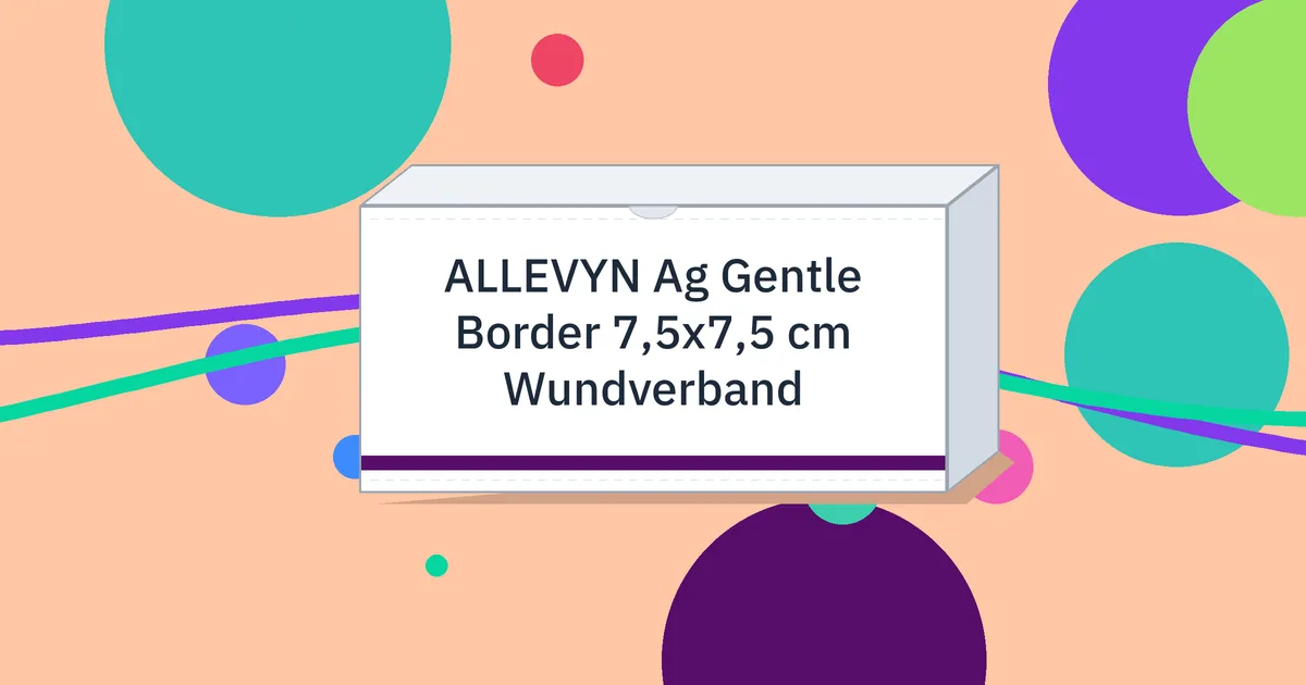 Symbolbild: Packung mit der Aufschrift ALLEVYN Ag Gentle Border 7,5x7,5 cm Wundverband (PZN 05869180) – Verfügbarkeit und Bezug in Apotheken in Frankfurt am Main