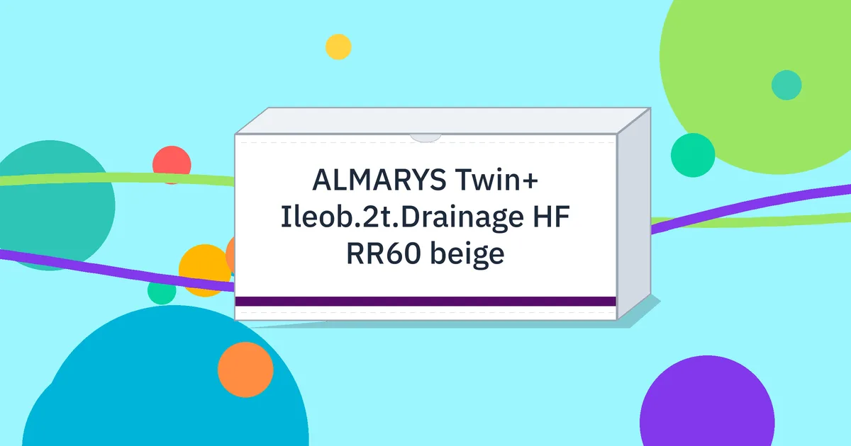 Symbolbild: Packung mit der Aufschrift ALMARYS Twin+ Ileob.2t.Drainage HF RR60 beige (PZN 04222714) – Verfügbarkeit und Bezug in Apotheken in Frankfurt am Main