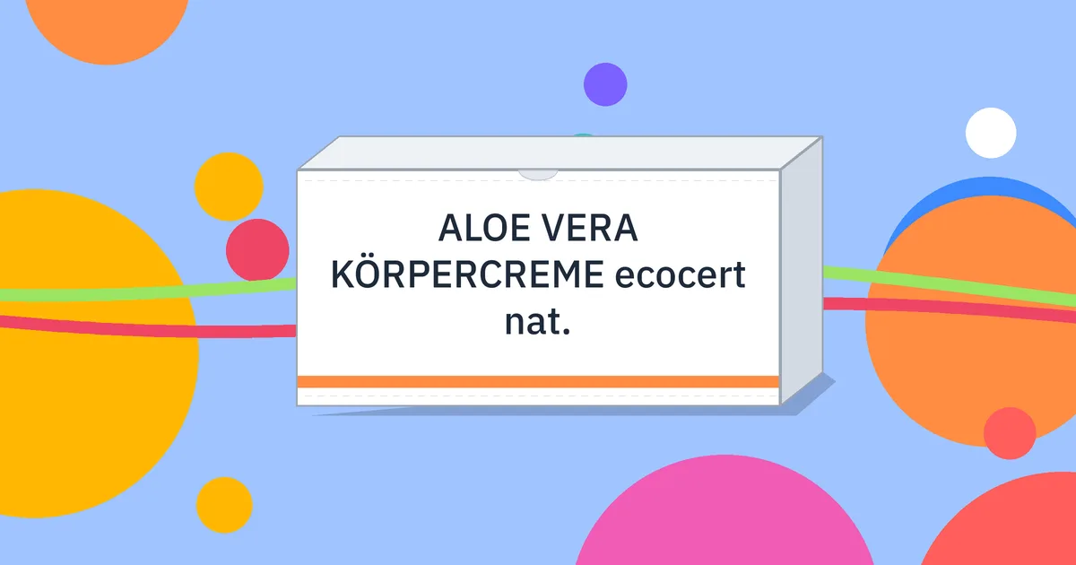 Symbolbild: Packung mit der Aufschrift ALOE VERA KÖRPERCREME ecocert nat. (PZN 11103074) – Verfügbarkeit und Bezug in Apotheken in Frankfurt am Main