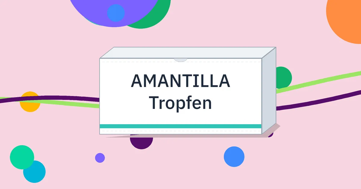 Symbolbild: Packung mit der Aufschrift AMANTILLA Tropfen (PZN 16396543) – Verfügbarkeit und Bezug in Apotheken in Frankfurt am Main
