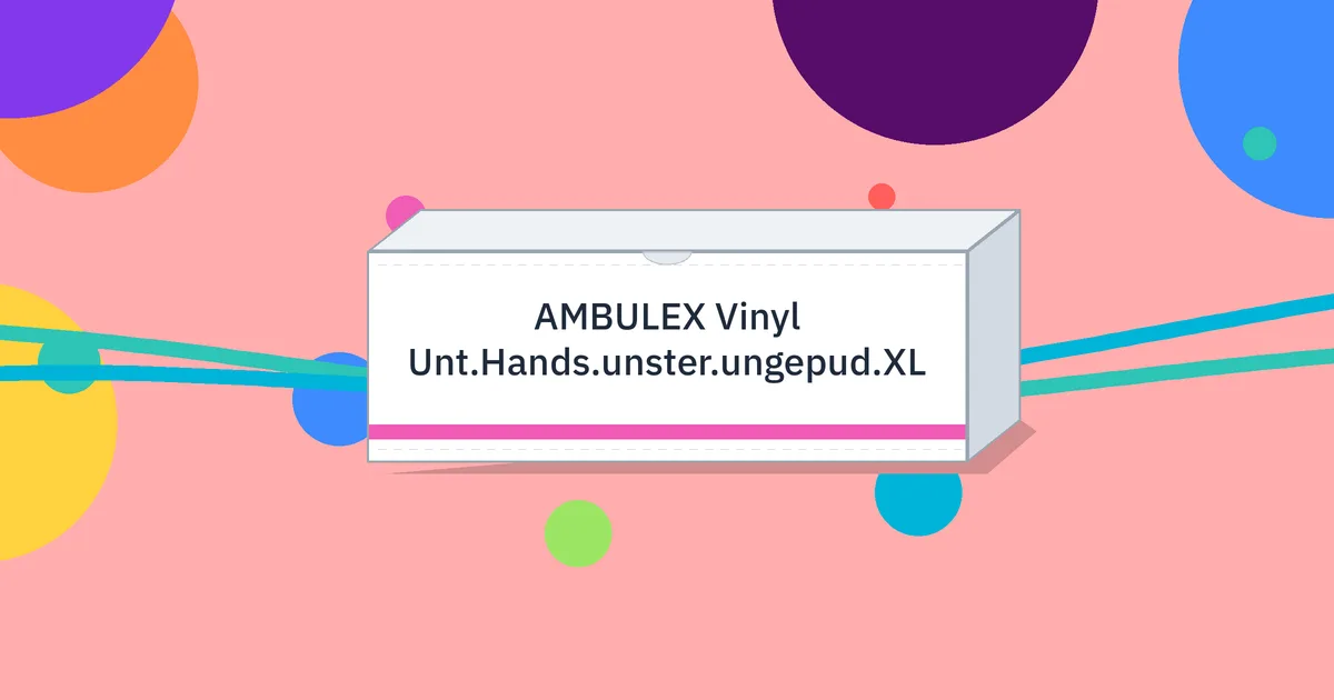 Symbolbild: Packung mit der Aufschrift AMBULEX Vinyl Unt.Hands.unster.ungepud.XL (PZN 12415893) – Verfügbarkeit und Bezug in Apotheken in Frankfurt am Main