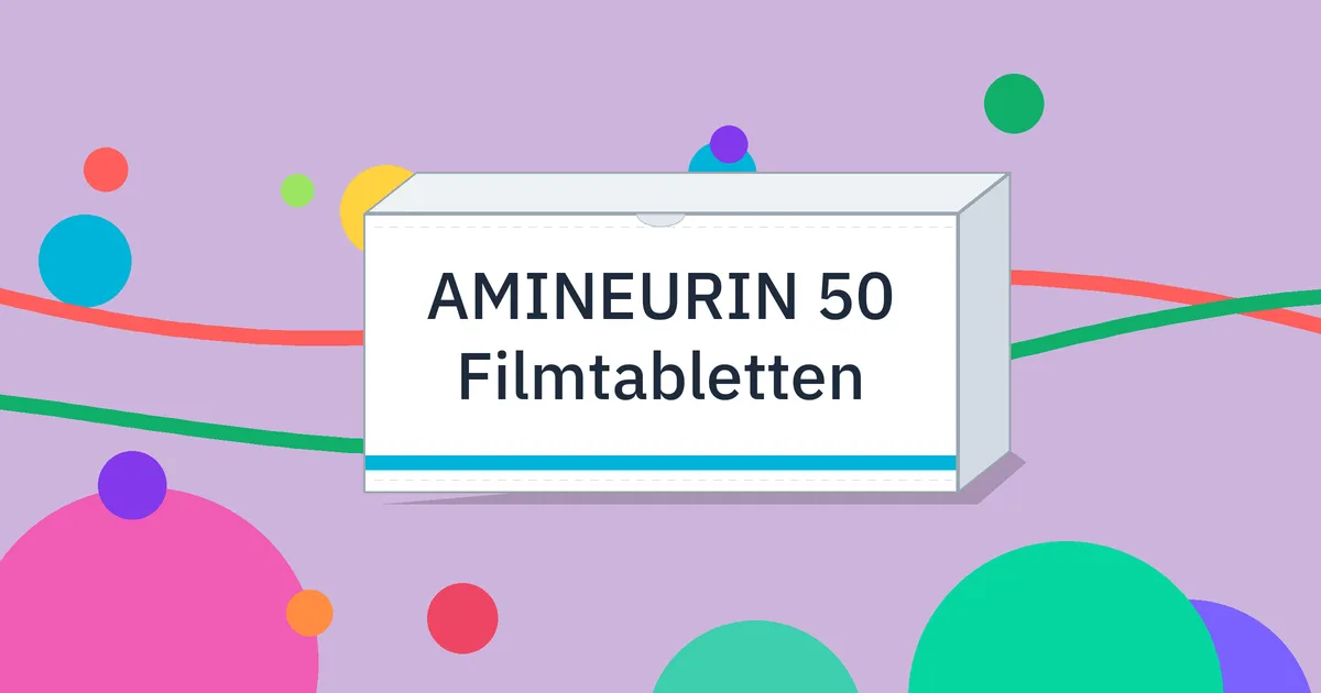 Symbolbild: Packung mit der Aufschrift AMINEURIN 50 Filmtabletten (PZN 04345658) – Verfügbarkeit und Bezug in Apotheken in Frankfurt am Main
