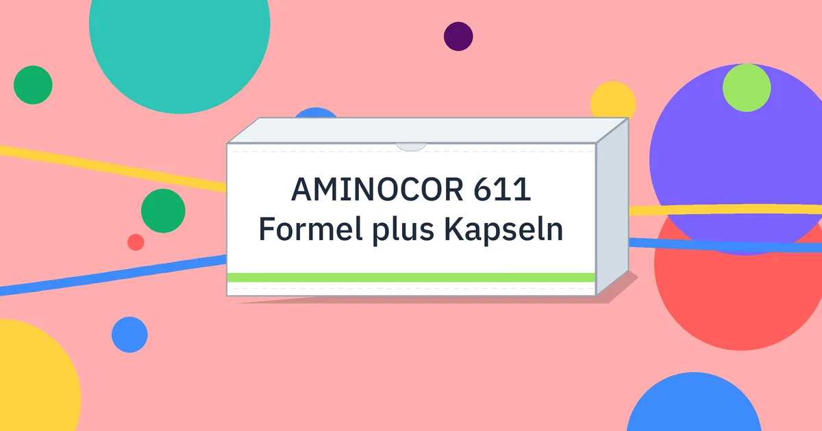 Symbolbild: Packung mit der Aufschrift AMINOCOR 611 Formel plus Kapseln (PZN 02163255) – Verfügbarkeit und Bezug in Apotheken in Frankfurt am Main