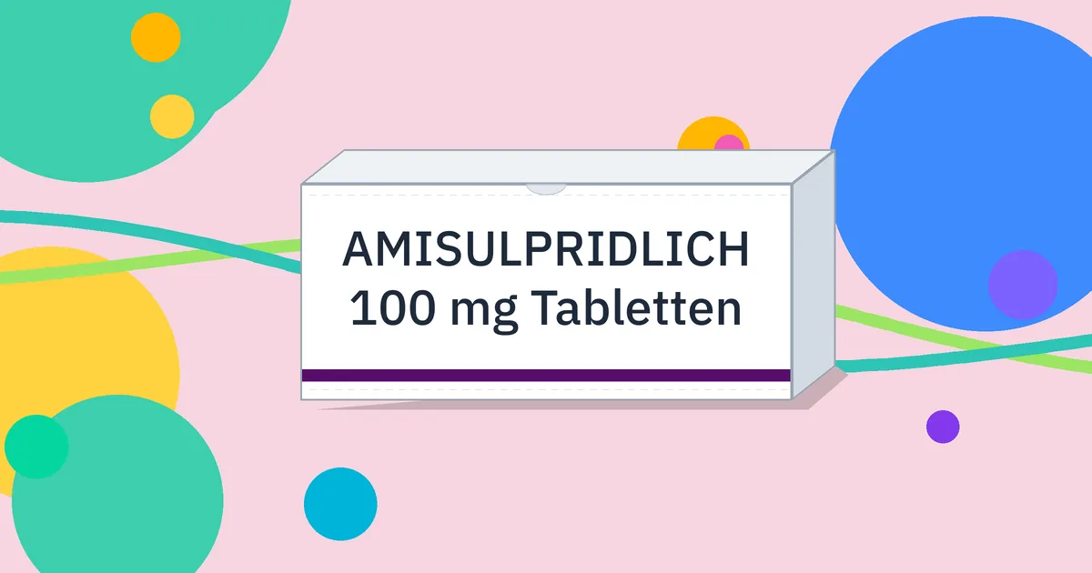 Symbolbild: Packung mit der Aufschrift AMISULPRIDLICH 100 mg Tabletten (PZN 02943912) – Verfügbarkeit und Bezug in Apotheken in Frankfurt am Main