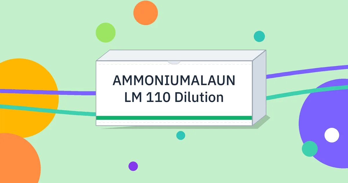 Symbolbild: Packung mit der Aufschrift AMMONIUMALAUN LM 110 Dilution (PZN 13324951) – Verfügbarkeit und Bezug in Apotheken in Frankfurt am Main