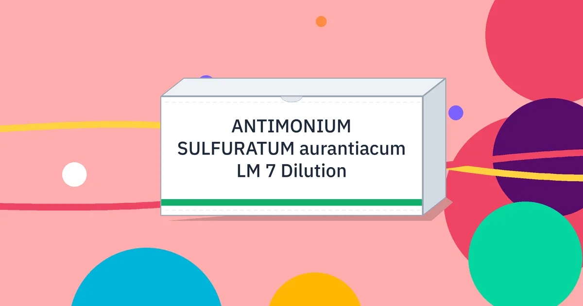 Symbolbild: Packung mit der Aufschrift ANTIMONIUM SULFURATUM aurantiacum LM 7 Dilution (PZN 13375233) – Verfügbarkeit und Bezug in Apotheken in Frankfurt am Main