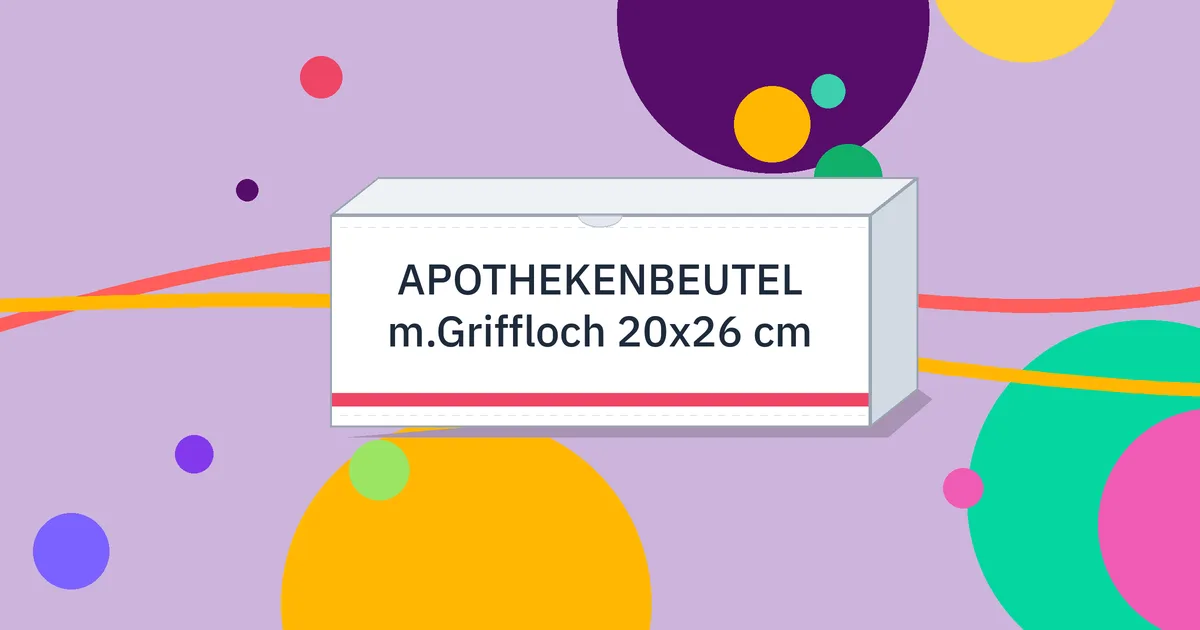 Symbolbild: Packung mit der Aufschrift APOTHEKENBEUTEL m.Griffloch 20x26 cm (PZN 10758488) – Verfügbarkeit und Bezug in Apotheken in Frankfurt am Main