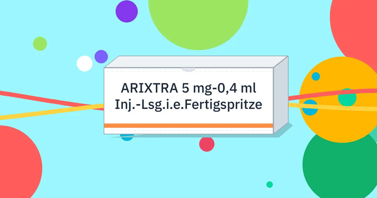 Symbolbild: Packung mit der Aufschrift ARIXTRA 5 mg-0,4 ml Inj.-Lsg.i.e.Fertigspritze (PZN 14238449) – Verfügbarkeit und Bezug in Apotheken in Frankfurt am Main
