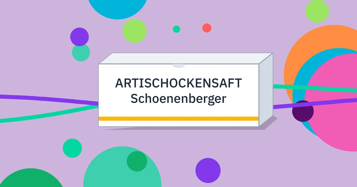 Symbolbild: Packung mit der Aufschrift ARTISCHOCKENSAFT Schoenenberger (PZN 00692038) – Verfügbarkeit und Bezug in Apotheken in Frankfurt am Main