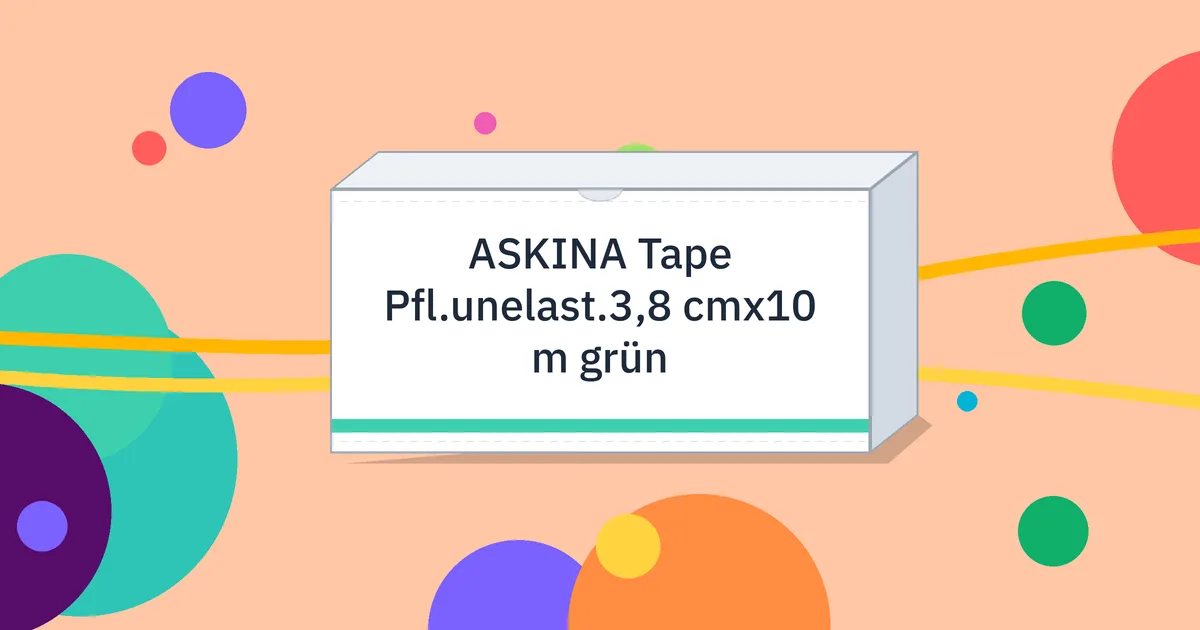 Symbolbild: Packung mit der Aufschrift ASKINA Tape Pfl.unelast.3,8 cmx10 m grün (PZN 15316602) – Verfügbarkeit und Bezug in Apotheken in Frankfurt am Main