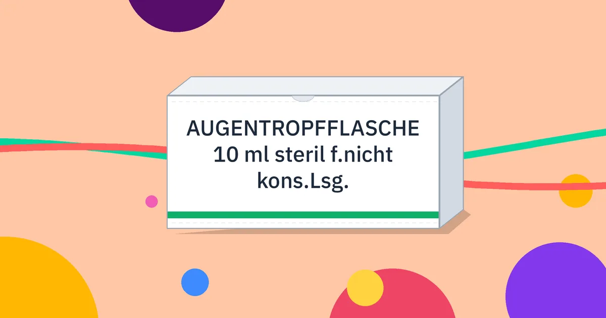 Symbolbild: Packung mit der Aufschrift AUGENTROPFFLASCHE 10 ml steril f.nicht kons.Lsg. (PZN 19820119) – Verfügbarkeit und Bezug in Apotheken in Frankfurt am Main