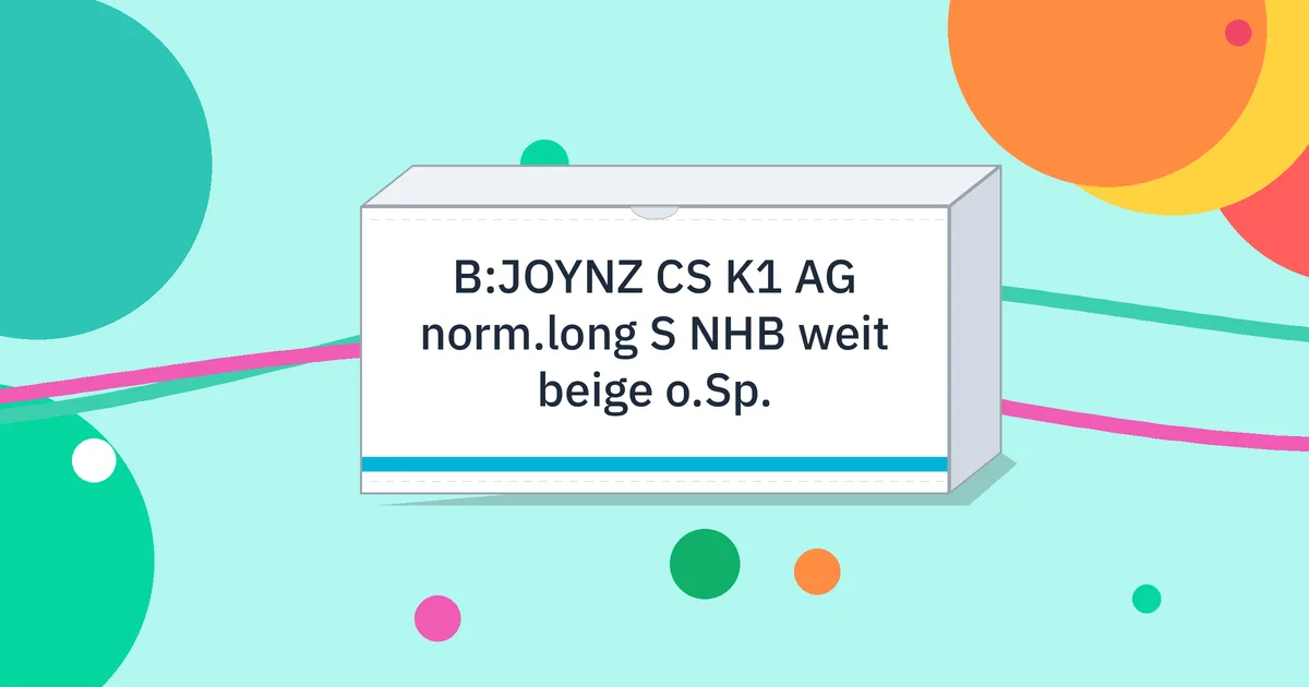 Symbolbild: Packung mit der Aufschrift B:JOYNZ CS K1 AG norm.long S NHB weit beige o.Sp. (PZN 20535915) – Verfügbarkeit und Bezug in Apotheken in Frankfurt am Main