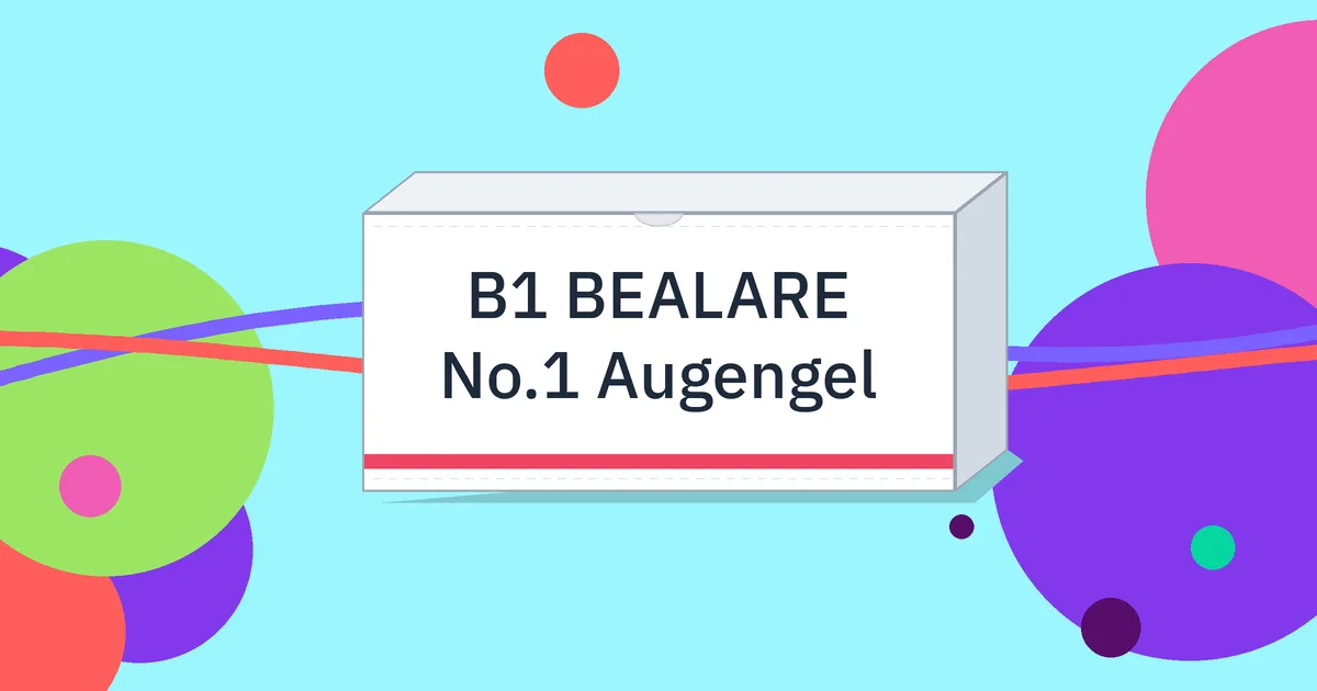 Symbolbild: Packung mit der Aufschrift B1 BEALARE No.1 Augengel (PZN 12673046) – Verfügbarkeit und Bezug in Apotheken in Frankfurt am Main