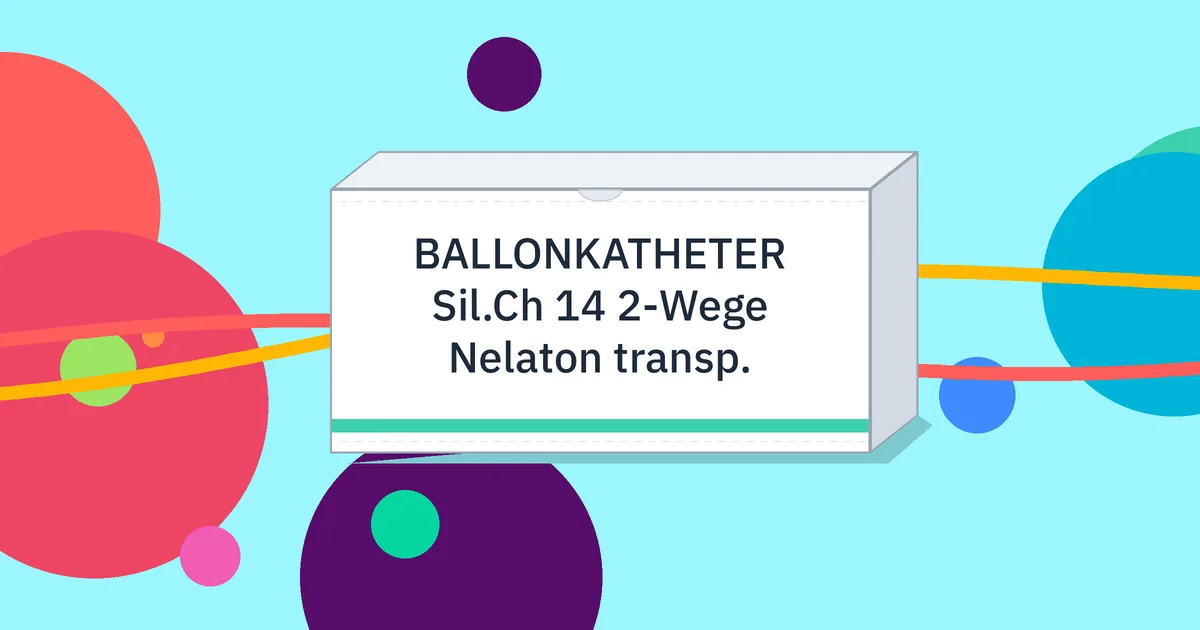 Symbolbild: Packung mit der Aufschrift BALLONKATHETER Sil.Ch 14 2-Wege Nelaton transp. (PZN 14350695) – Verfügbarkeit und Bezug in Apotheken in Frankfurt am Main