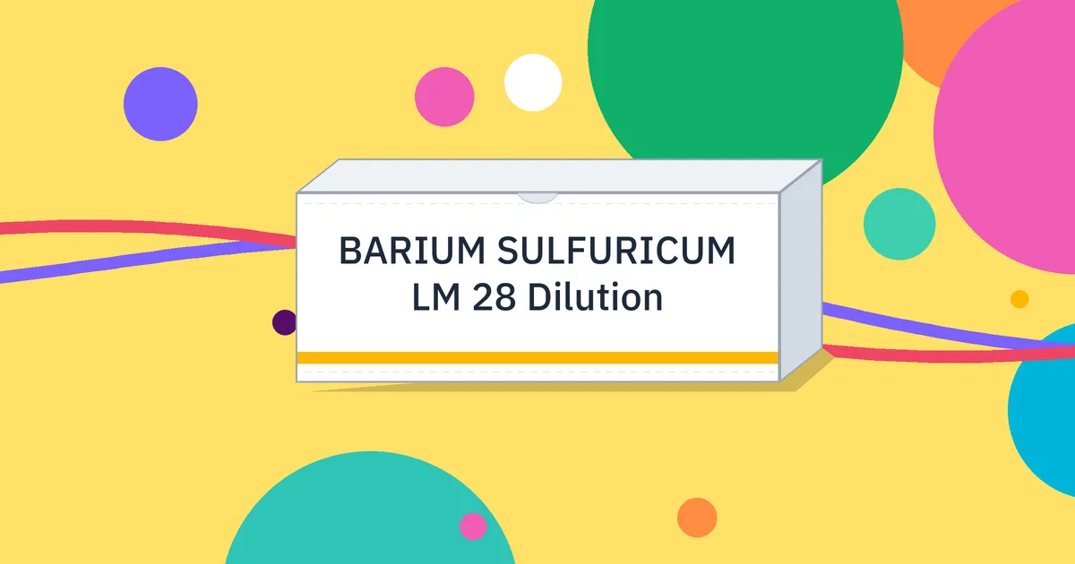 Symbolbild: Packung mit der Aufschrift BARIUM SULFURICUM LM 28 Dilution (PZN 13380576) – Verfügbarkeit und Bezug in Apotheken in Frankfurt am Main