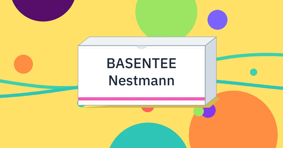 Symbolbild: Packung mit der Aufschrift BASENTEE Nestmann (PZN 15620808) – Verfügbarkeit und Bezug in Apotheken in Frankfurt am Main