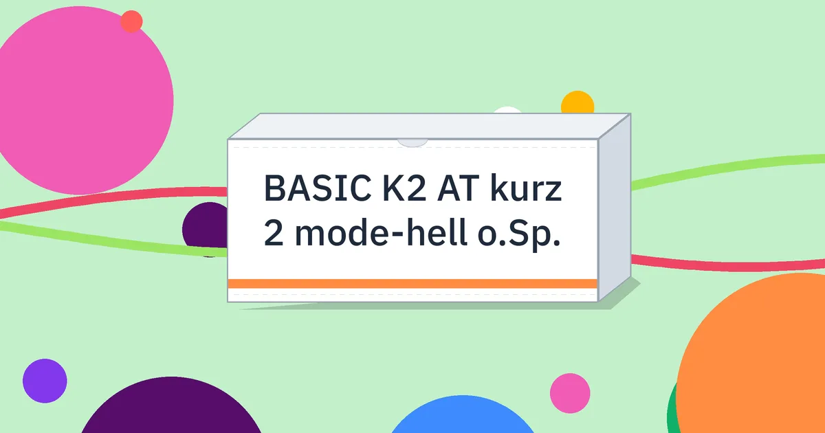 Symbolbild: Packung mit der Aufschrift BASIC K2 AT kurz 2 mode-hell o.Sp. (PZN 20268963) – Verfügbarkeit und Bezug in Apotheken in Frankfurt am Main