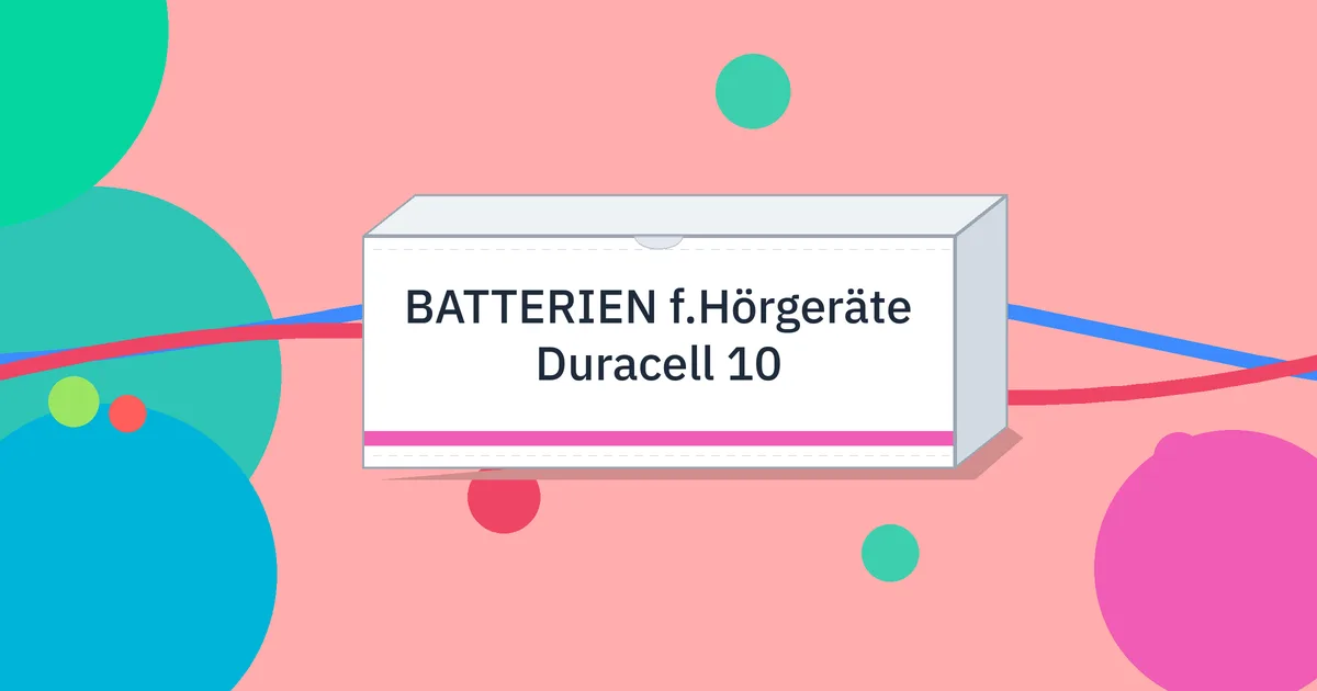 Symbolbild: Packung mit der Aufschrift BATTERIEN f.Hörgeräte Duracell 10 (PZN 07656436) – Verfügbarkeit und Bezug in Apotheken in Frankfurt am Main