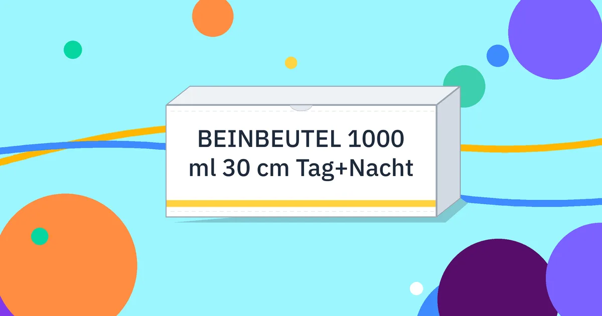 Symbolbild: Packung mit der Aufschrift BEINBEUTEL 1000 ml 30 cm Tag+Nacht (PZN 09102280) – Verfügbarkeit und Bezug in Apotheken in Frankfurt am Main