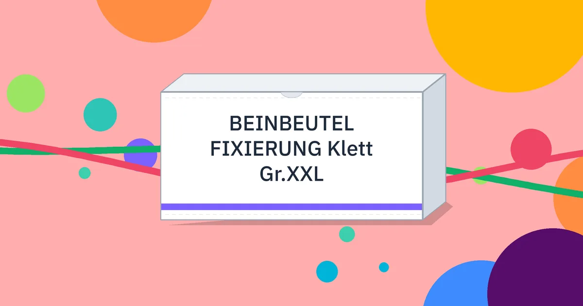 Symbolbild: Packung mit der Aufschrift BEINBEUTEL FIXIERUNG Klett Gr.XXL (PZN 08880957) – Verfügbarkeit und Bezug in Apotheken in Frankfurt am Main