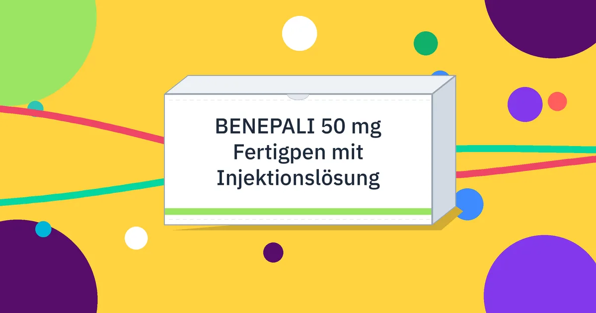 Symbolbild: Packung mit der Aufschrift BENEPALI 50 mg Fertigpen mit Injektionslösung (PZN 13577103) – Verfügbarkeit und Bezug in Apotheken in Frankfurt am Main