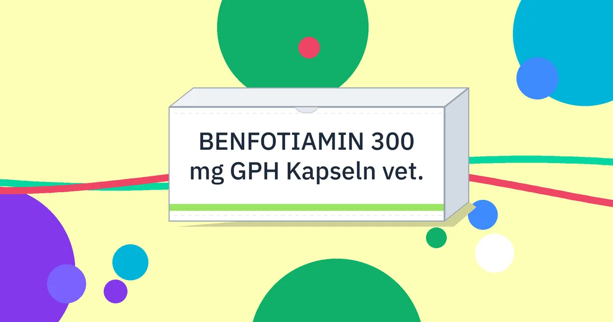 Symbolbild: Packung mit der Aufschrift BENFOTIAMIN 300 mg GPH Kapseln vet. (PZN 19248435) – Verfügbarkeit und Bezug in Apotheken in Frankfurt am Main