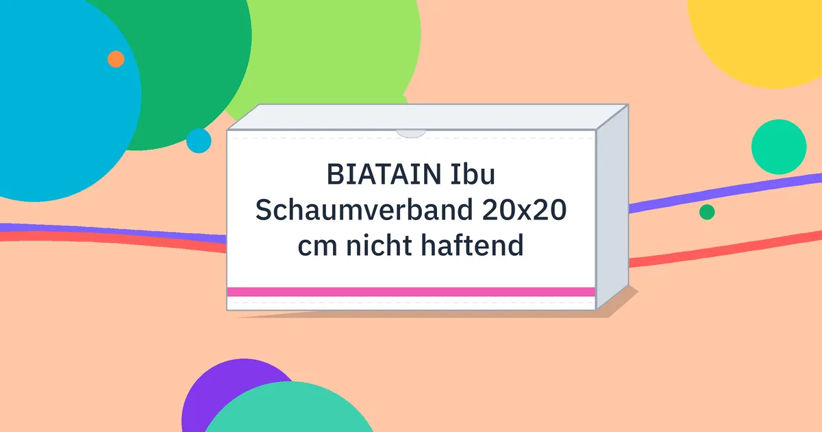 Symbolbild: Packung mit der Aufschrift BIATAIN Ibu Schaumverband 20x20 cm nicht haftend (PZN 03541104) – Verfügbarkeit und Bezug in Apotheken in Frankfurt am Main