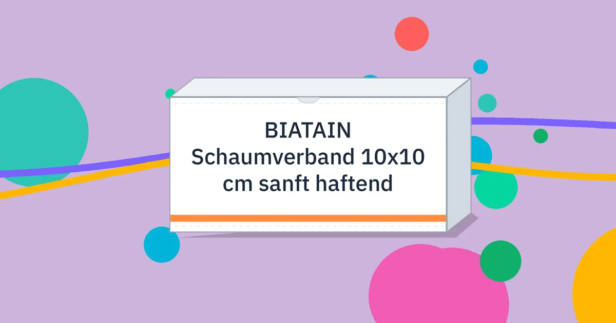 Symbolbild: Packung mit der Aufschrift BIATAIN Schaumverband 10x10 cm sanft haftend (PZN 19054240) – Verfügbarkeit und Bezug in Apotheken in Frankfurt am Main