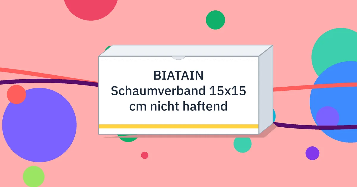 Symbolbild: Packung mit der Aufschrift BIATAIN Schaumverband 15x15 cm nicht haftend (PZN 10837816) – Verfügbarkeit und Bezug in Apotheken in Frankfurt am Main