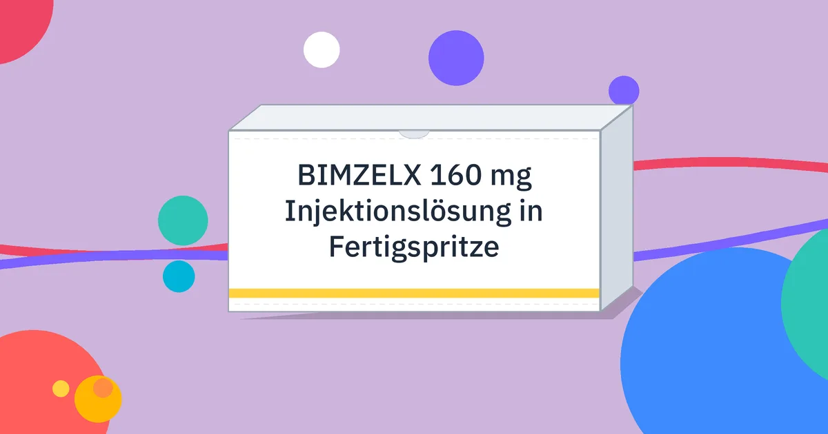 Symbolbild: Packung mit der Aufschrift BIMZELX 160 mg Injektionslösung in Fertigspritze (PZN 19825890) – Verfügbarkeit und Bezug in Apotheken in Frankfurt am Main