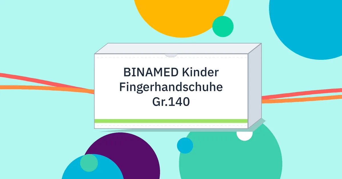 Symbolbild: Packung mit der Aufschrift BINAMED Kinder Fingerhandschuhe Gr.140 (PZN 03320840) – Verfügbarkeit und Bezug in Apotheken in Frankfurt am Main