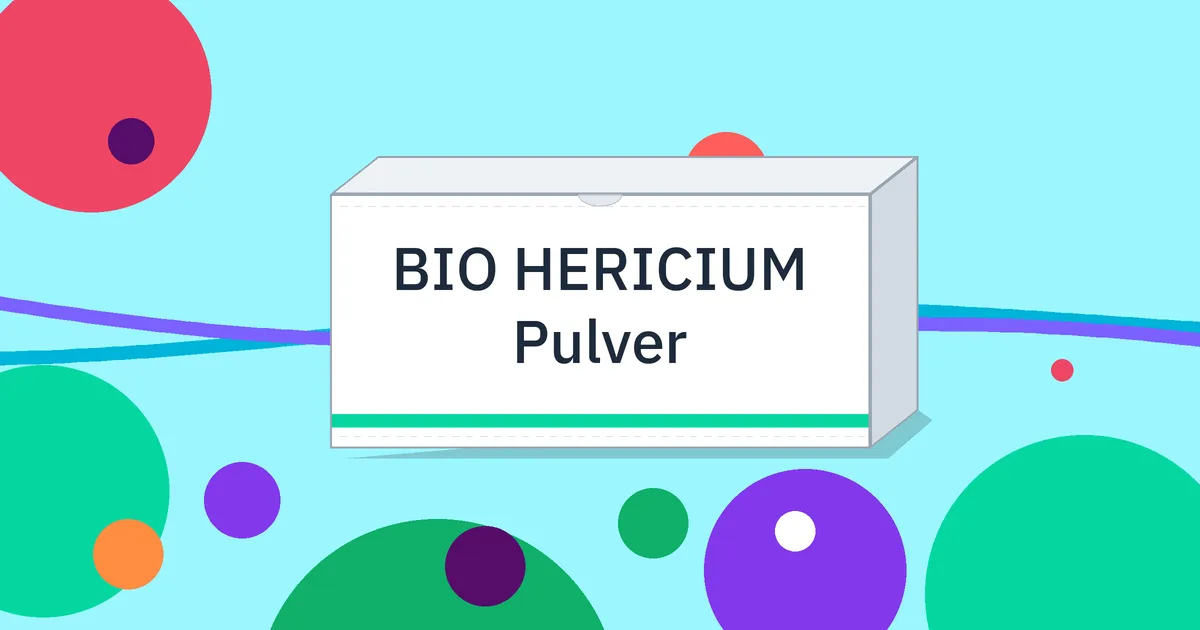 Symbolbild: Packung mit der Aufschrift BIO HERICIUM Pulver (PZN 09464563) – Verfügbarkeit und Bezug in Apotheken in Frankfurt am Main