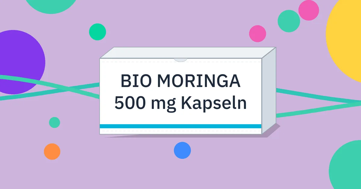Symbolbild: Packung mit der Aufschrift BIO MORINGA 500 mg Kapseln (PZN 11485271) – Verfügbarkeit und Bezug in Apotheken in Frankfurt am Main