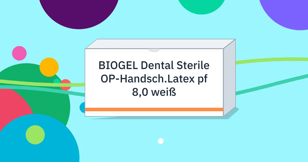 Symbolbild: Packung mit der Aufschrift BIOGEL Dental Sterile OP-Handsch.Latex pf 8,0 weiß (PZN 19496305) – Verfügbarkeit und Bezug in Apotheken in Frankfurt am Main