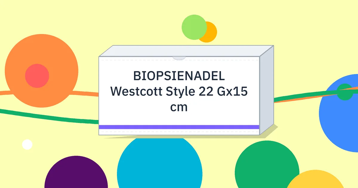 Symbolbild: Packung mit der Aufschrift BIOPSIENADEL Westcott Style 22 Gx15 cm (PZN 06771572) – Verfügbarkeit und Bezug in Apotheken in Frankfurt am Main