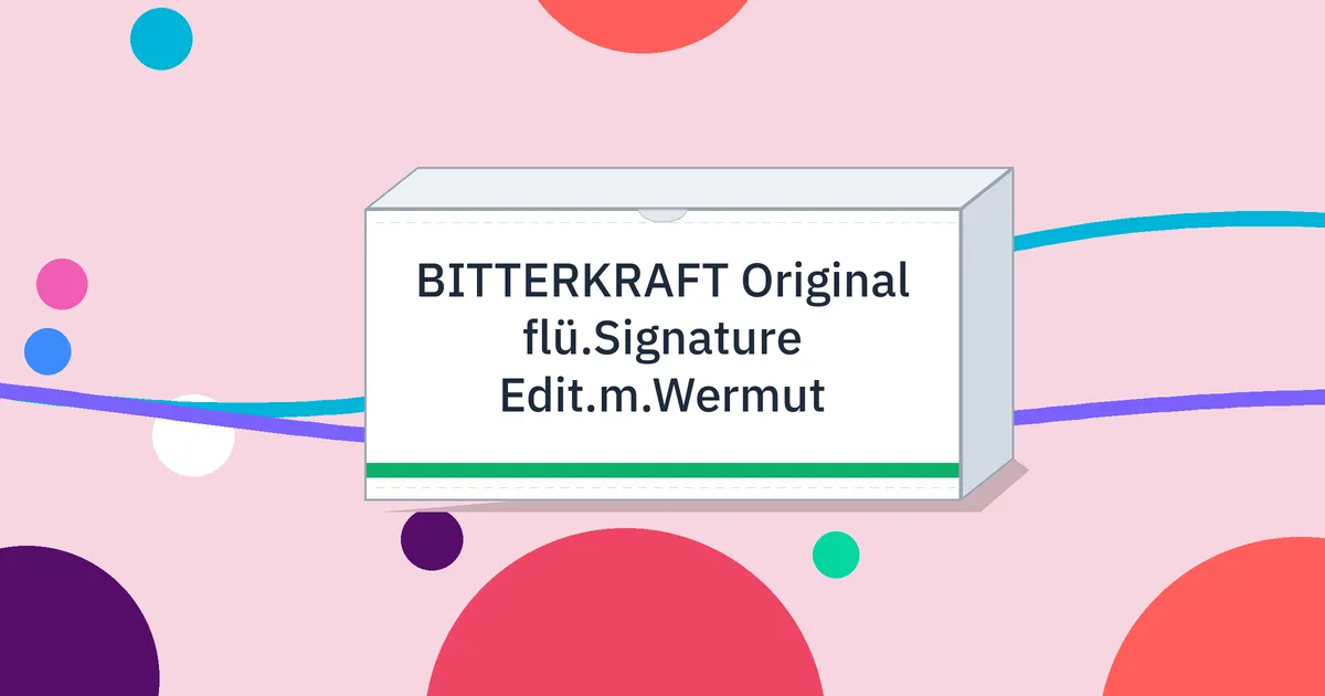 Symbolbild: Packung mit der Aufschrift BITTERKRAFT Original flü.Signature Edit.m.Wermut (PZN 17367733) – Verfügbarkeit und Bezug in Apotheken in Frankfurt am Main